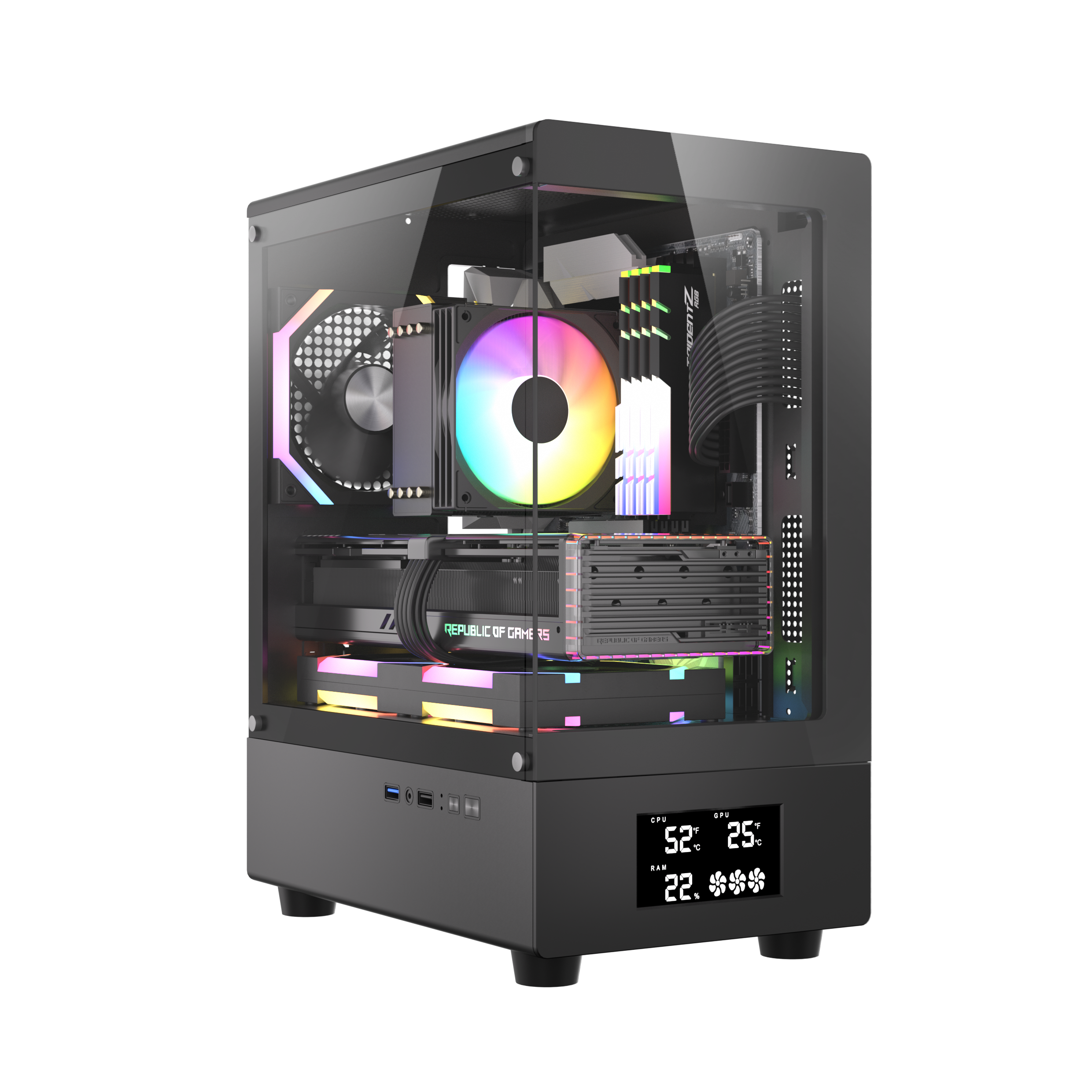 Top Gamer Mid Tower Gaming Desktop Computer Pc Case with 4.4Cm*8.4Cm ...